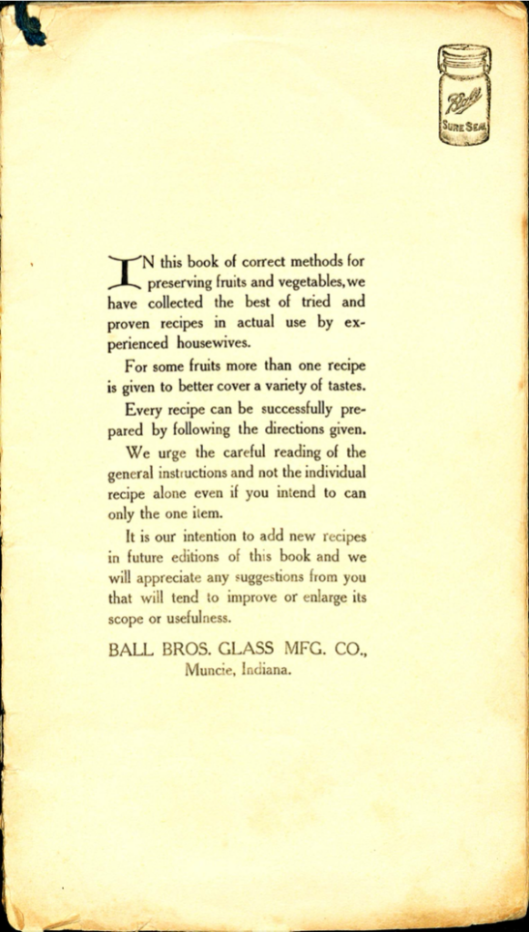 Ball Blue Book of Preserving (Vintage First Edition - Full Text ...